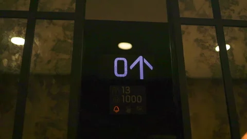 Digital elevator display showing arrow d... | Stock Video | Pond5