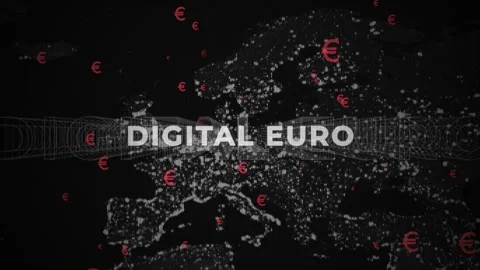 Digital Euro text on Europe map backgrou... | Stock Video | Pond5