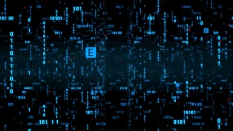 Digital fly binary code background loop.... | Stock Video | Pond5