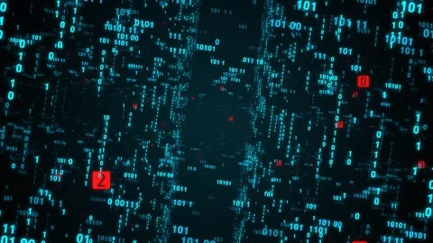Digital fly binary code background loop.... | Stock Video | Pond5