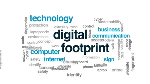 Digital footprint animated word cloud, t... | Stock Video | Pond5