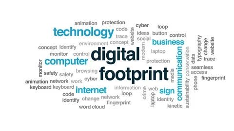 Digital footprint animated word cloud. K... | Stock Video | Pond5