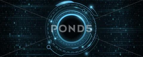 Digital futuristic HUD GUI UI with binary code. Sci fi user interface. Virtua Illustration ...
