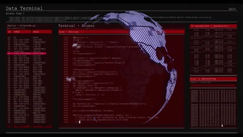 Digital globe animation over data termin... | Stock Video | Pond5