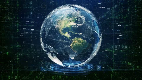 Digital Globe with Binary Code and HUD A... | Stock Video | Pond5
