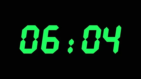 Digital green countdown timer on the bla... | Stock Video | Pond5