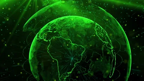 Digital green planet of Earth. 3D animat... | Stock Video | Pond5
