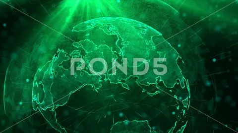 Digital green planet of Earth, 3D animation: Royalty Free #217794586