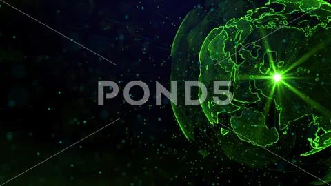 Digital green planet of Earth, 3D animation: Royalty Free #229862054