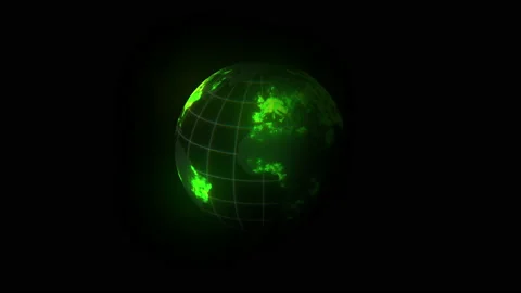 Digital green spinning globe, world map ... | Stock Video | Pond5