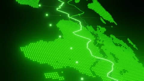 Digital green world map with glowing poi... | Stock Video | Pond5