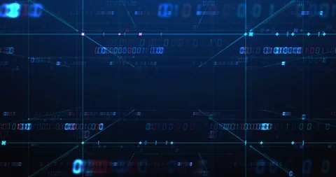 digital grid and number in virtual space... | Stock Video | Pond5