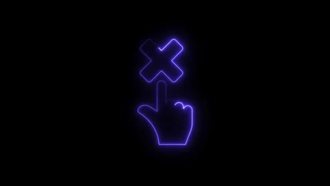 Digital hand tapping neon x symbol on bl... | Stock Video | Pond5