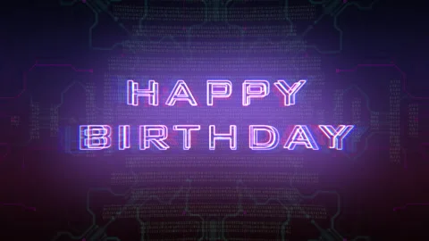 Digital Happy Birthday text with cyberpu... | Stock Video | Pond5