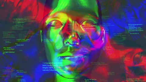 Digital Human Face Programming Language | Stock Video | Pond5