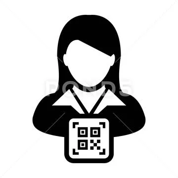 Digital id icon avatar with qr code for biometric identity in vector ...