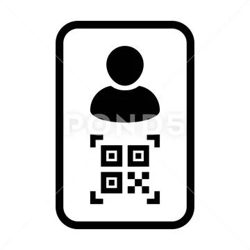 Digital id icon avatar with qr code for bio-metric identity in vector ...