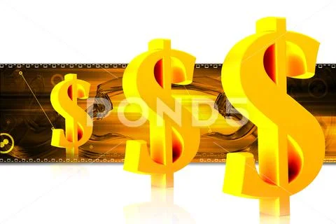 Digital illustration of dollar sign in colour background: Graphic ...