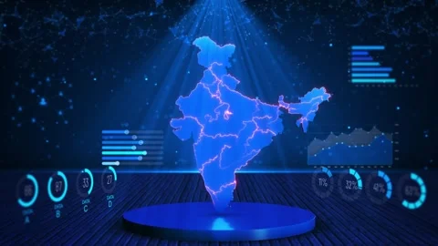 Digital India Map country Digital India ... | Stock Video | Pond5