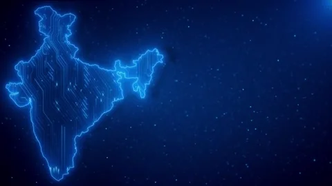 Digital India map Global Network Connect... | Stock Video | Pond5