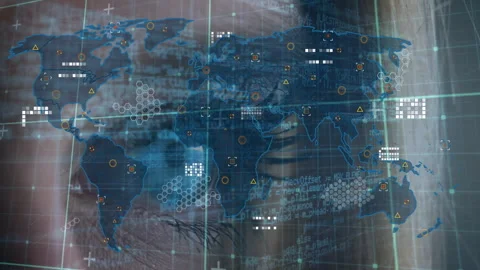 Digital interface and world map animatio... | Stock Video | Pond5