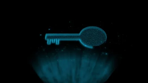Digital key glowing in blue animated on ... | Stock Video | Pond5