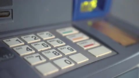 Digital keypad at ATM with card reader f... | Stock Video | Pond5