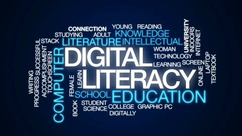Digital literacy animated word cloud, te... | Stock Video | Pond5