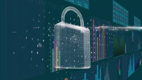 Digital lock animation over colorful bar... | Stock Video | Pond5