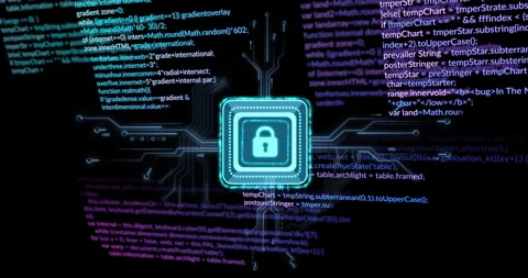 Digital lock icon with coding and data p... | Stock Video | Pond5