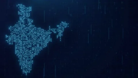 Digital Map of India with blue circuit b... | Stock Video | Pond5