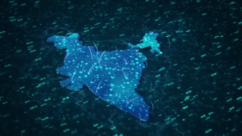 Digital map of India Indian futuristic b... | Stock Video | Pond5