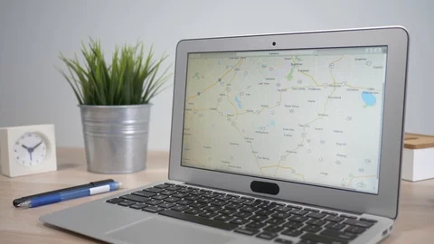 Digital Maps on Laptop Computer Screen | Stock Video | Pond5