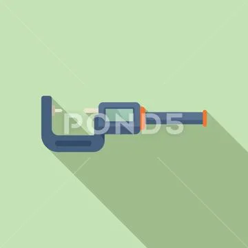 Digital micrometer ruler icon flat vector. Laboratory tool: Royalty Free #258171018