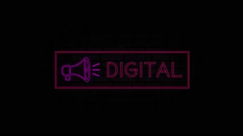 Digital neon sign in a frame with a mega... | Stock Video | Pond5
