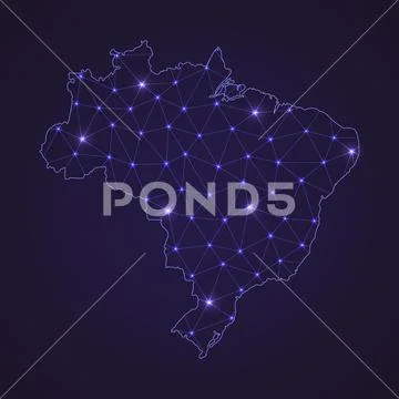 Digital network map of Brazil. Abstract connect line and dot: Graphic ...