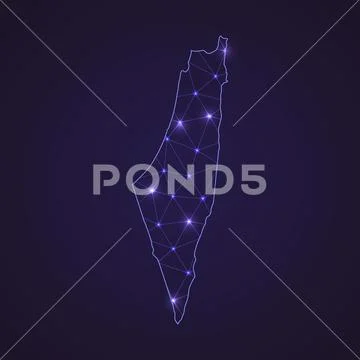 Digital network map of Israel. Abstract connect line and dot ...