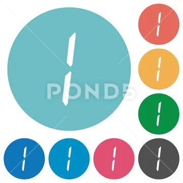 Digital number one of seven segment type flat round icons: Royalty Free ...
