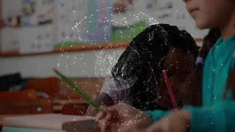 Digital overlay sparking student tapping... | Stock Video | Pond5