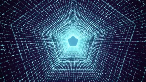Digital Pentagon Grid Tunnel - 4K Loop M... | Stock Video | Pond5