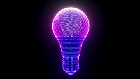 Digital pixelated light bulb blinking on... | Stock Video | Pond5