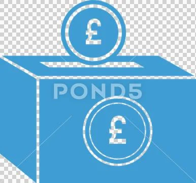 Digital png illustration of blue money box with pound sign on ...