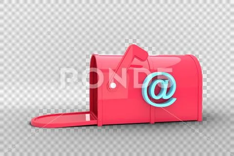 Digital png illustration of email icon on red post box on transparent ...