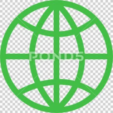 Digital png illustration of green globe icon on transparent background ~ Clip Art #246615035
