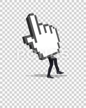 Digital png illustration of hand cursor with man's legs on transparent ...