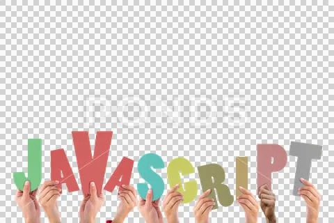Digital png illustration of hands with java script text on transparent ...