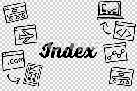 Digital png illustration of index text with charts and shapes on ...
