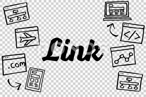 Digital png illustration of link text with shapes around on transparent ...