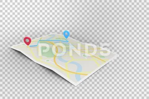 Digital png illustration of map with map pins on transparent background ...