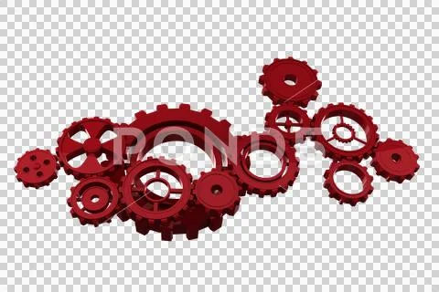 Digital png illustration of red cog wheels on transparent background ...